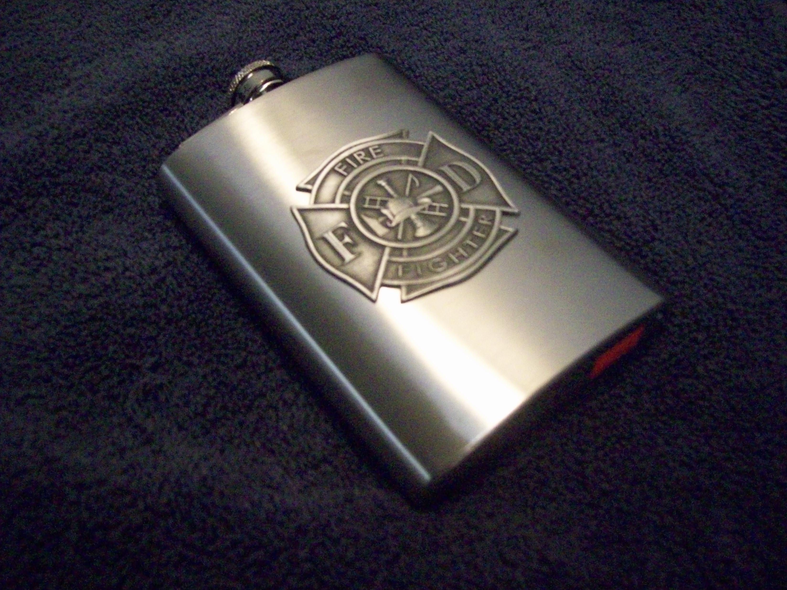 Firefighter 8 oz. Flask Stainless Steel – Shrader's Goods